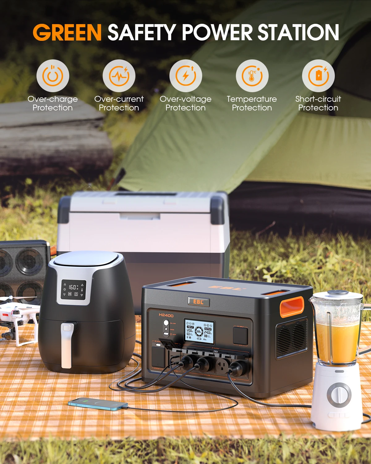 Outdoor Charging 2400w Portable Power Station Generators Lifepo4 2400w ...
