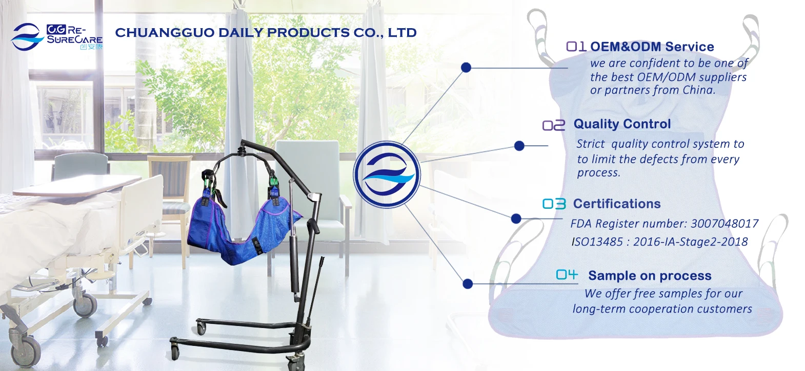 Blue Hospital Patient Aid Mesh Shower Hoist Patient Lift Sling to Lift ...