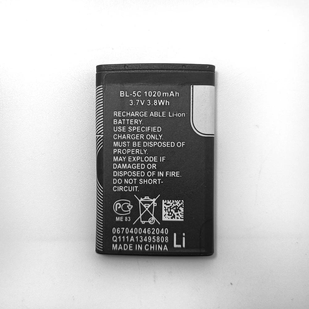 1020mah Bl-5c Bl5c Bl 5c Replacement Li-ion Lithium Battery 3.7v Batteries For Nokia 1112 1208 ...