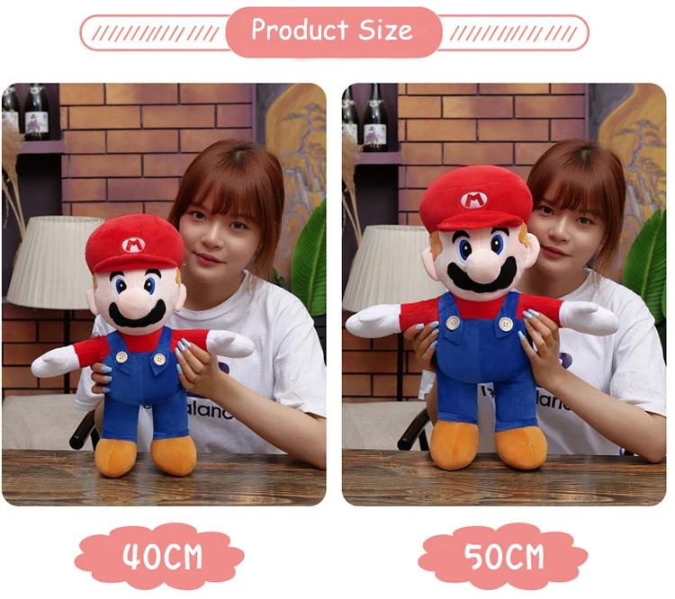 Hot Sale Red Mario Bros Plushie Toys 80cm Big Mario Stuffed Plush Doll ...