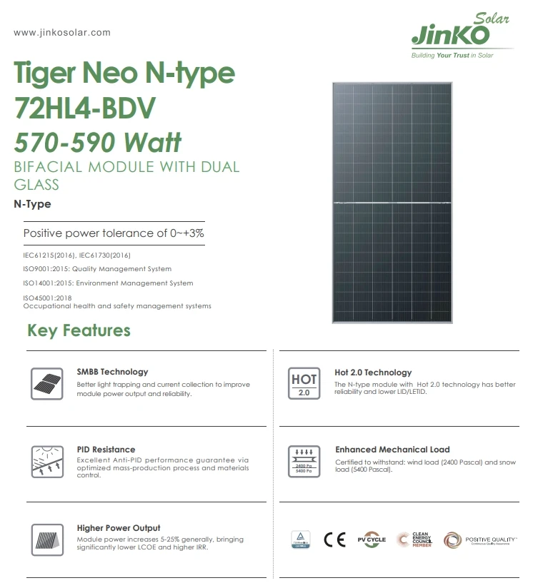 Jinko Solar Tiger Neo N-type 72hl4-bdv 570w 575w 580w 585w 590 W Panel ...