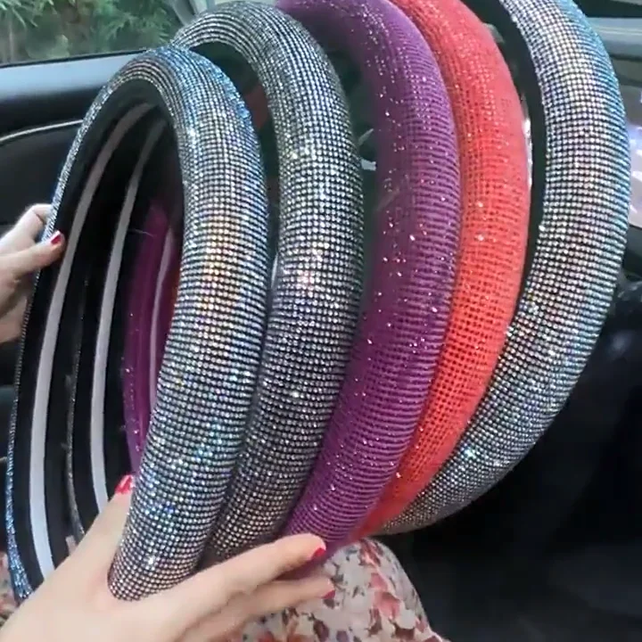 Luxury Diamond Crystal Car Steering Wheel Covers Universal Bling Bling ...