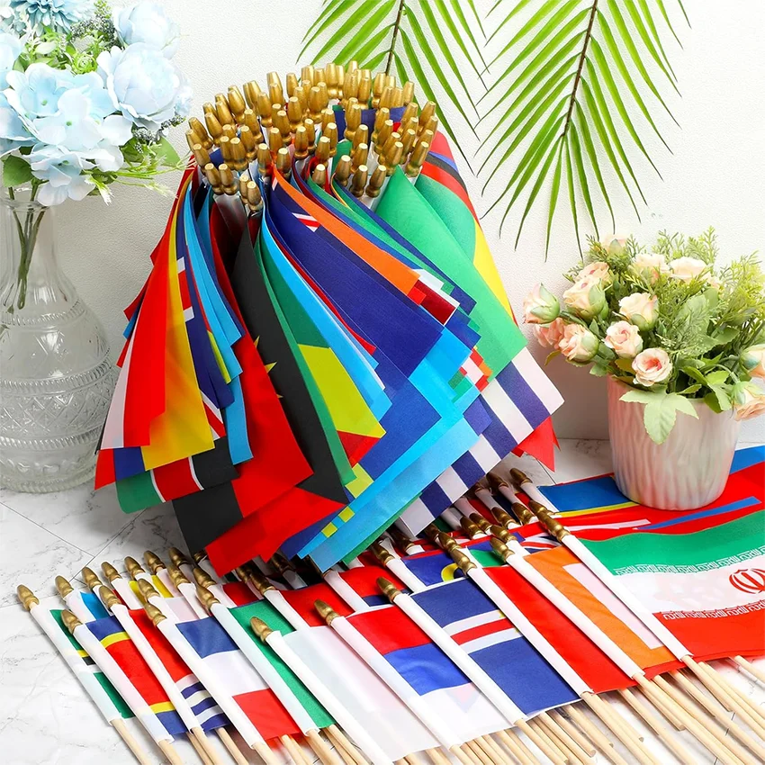Small Mini Handheld Country Flags on Stick World Flags in Polyester for ...