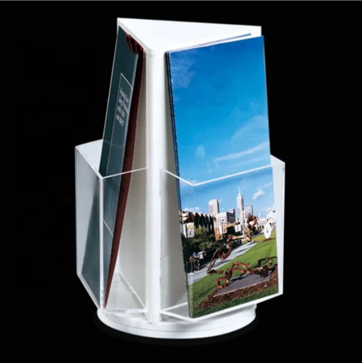 Acrylic Display Stand Menu Holder - 3-Sided Rotating Brochure Rack for ...