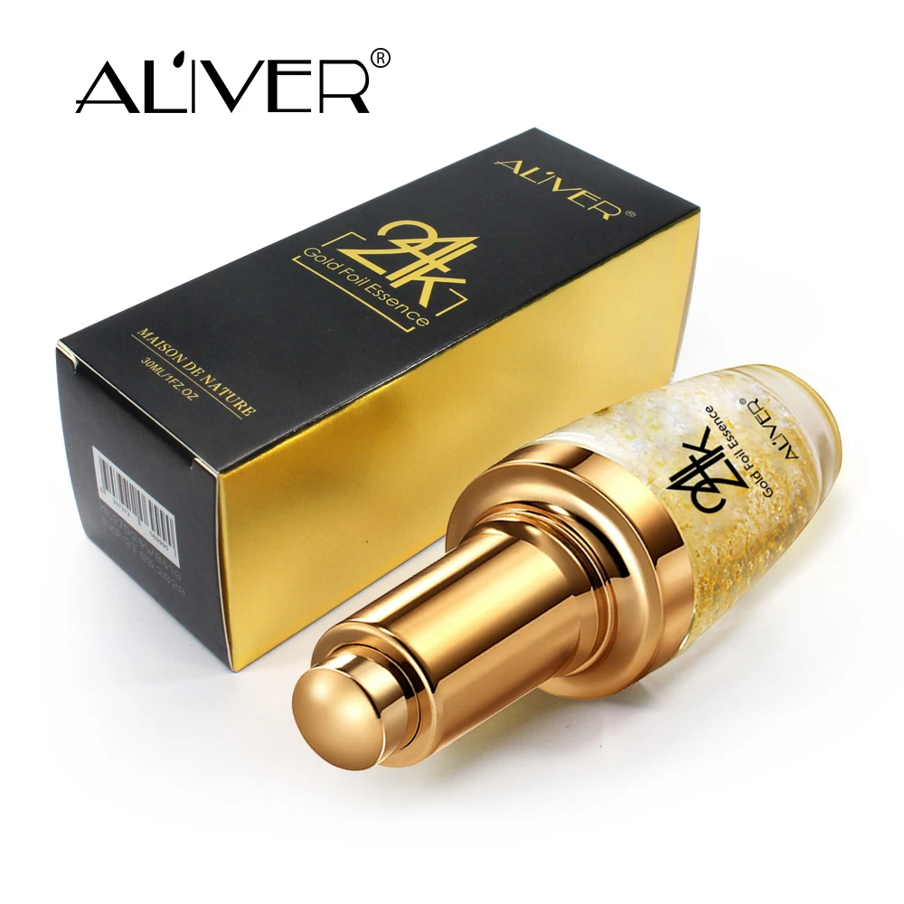 Aliver Private Label 24k Gold Serum Face Whitening Moisturizing Hyaluronic Acid Vitamin C ...