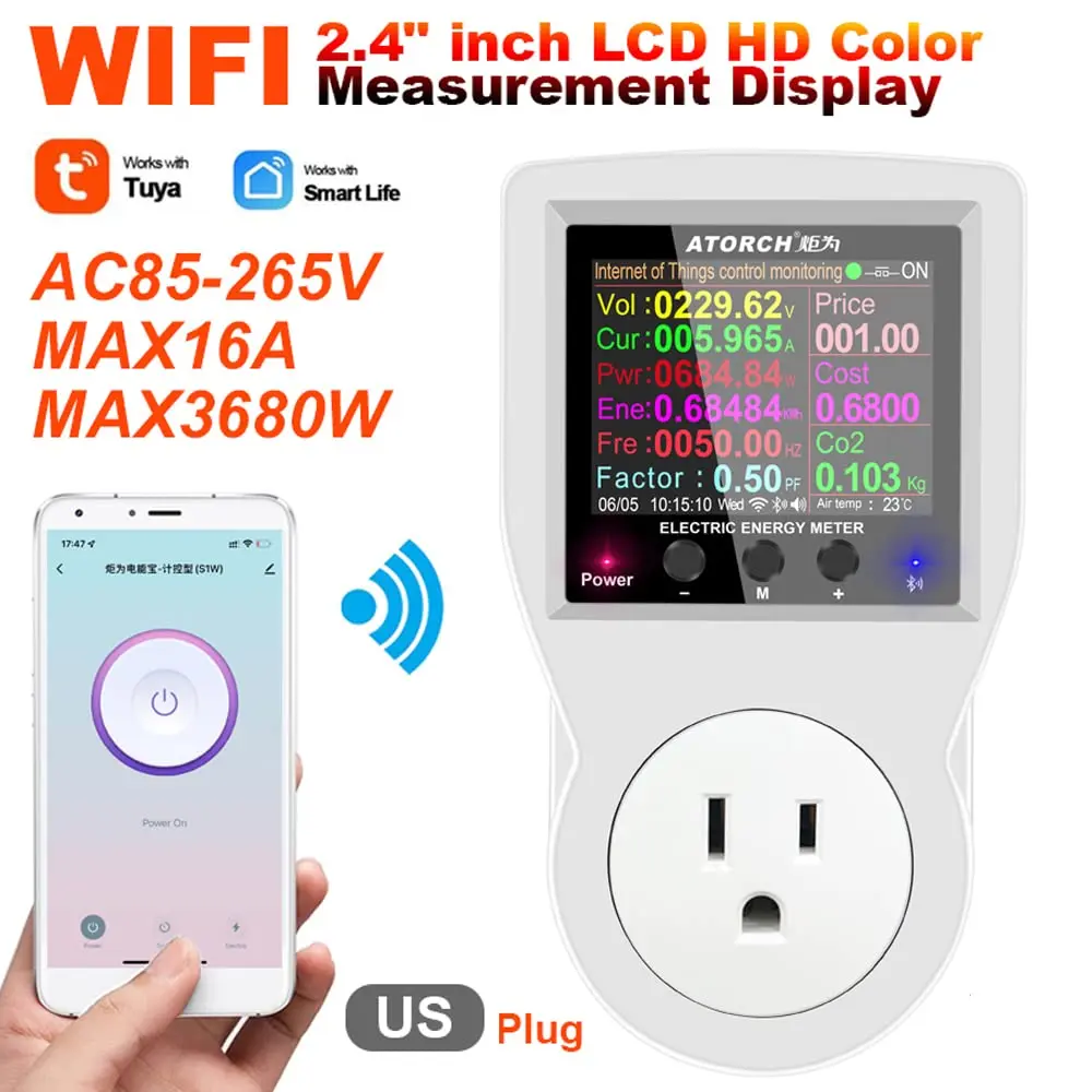 Smart Wifi Watt Meter Plug-in US Socket Power Meter