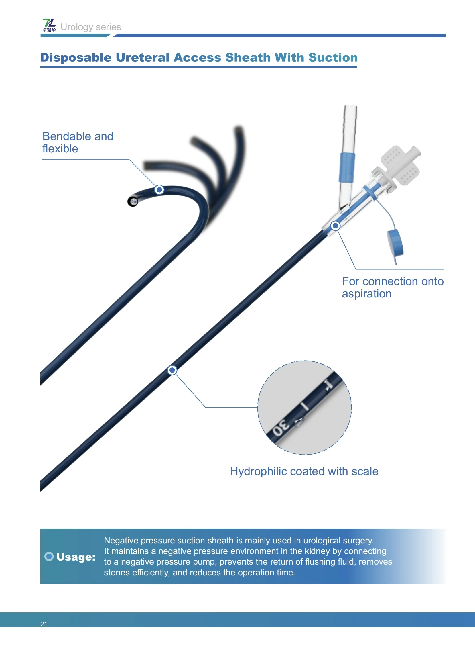 Bendable Ureteral Access Sheath With CE Negative Pressure Suction ...