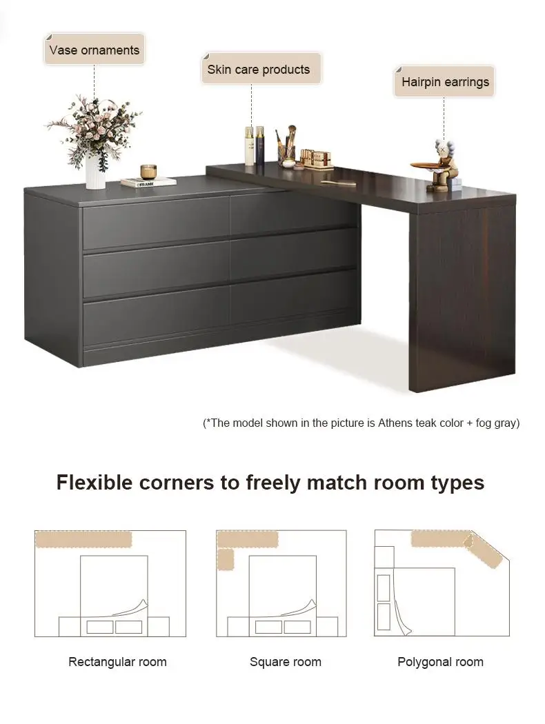 Custom Modern Luxury Wood Dressing Table Furniture Modular L Shaped ...