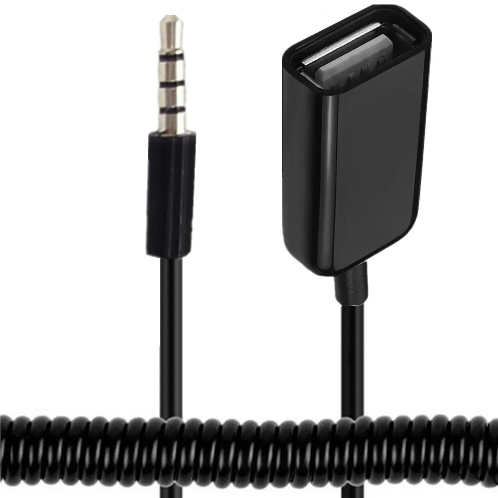 3ft Spiral Coiled Usb A Female To St 3.5mm Plug Auxiliary Adapter ...