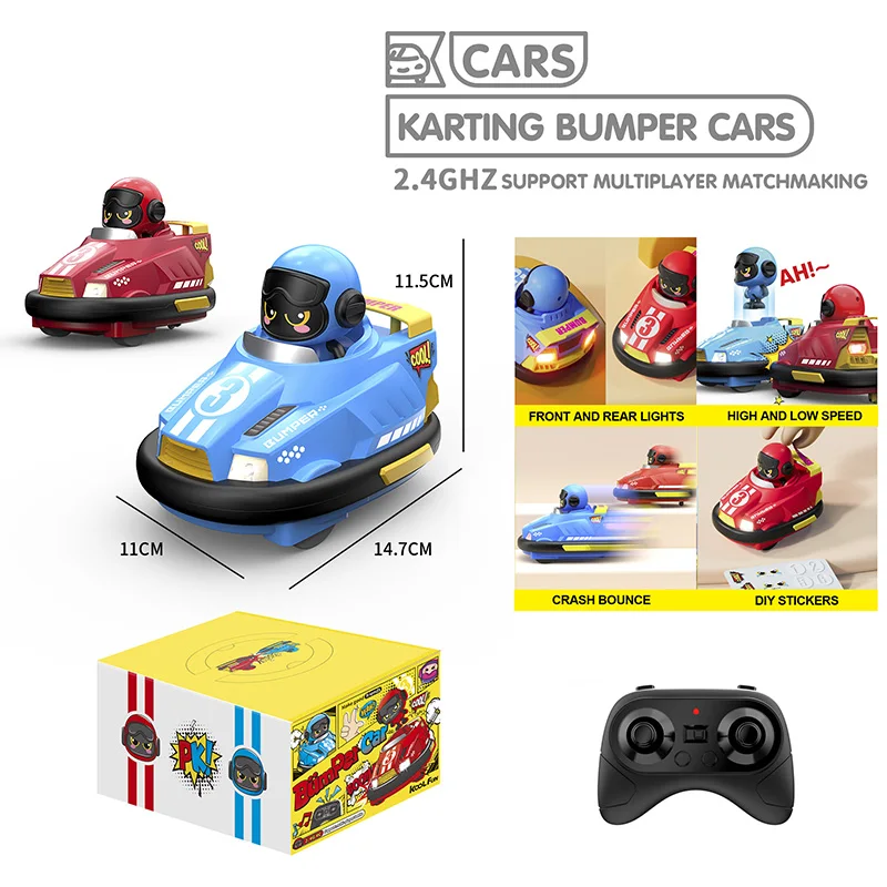 2024 2 Player Rc Bumper Cars Toys Fun Versus Game Remote Control Crash ...