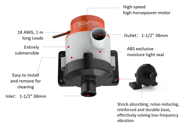 SEA FLO General Purpose 3800 GPH Aerator Pump for Marine