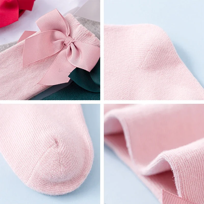 Kids Girls Socks With Bows Knee High Princess Women Little Girl Cute ...