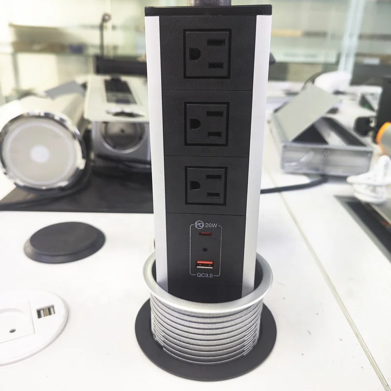 90mm Pd20w Fast Usb-c Us Power Outlet Retractable Kitchen Pop Up Outlet ...