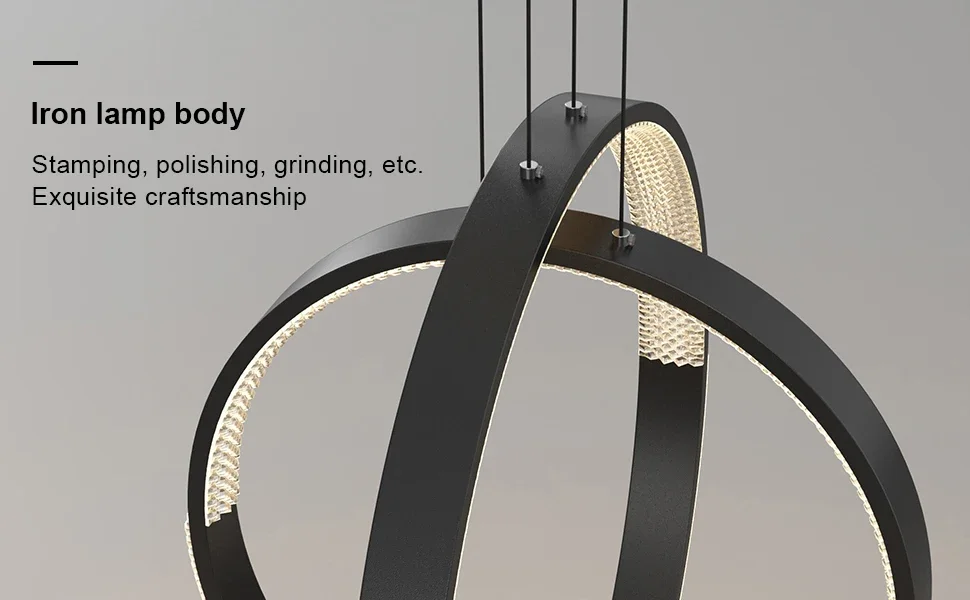 Modern Circle Round Ring Led Black Pendant Light Loft Living Room ...