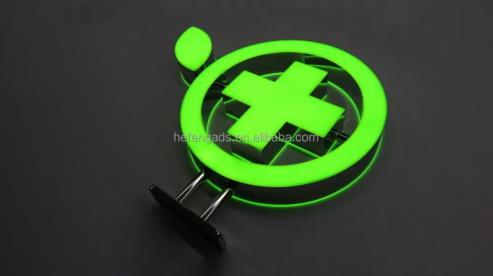 Custom Store Pharmacy Cross Led Logo Sign Double Sided Outdoor ...