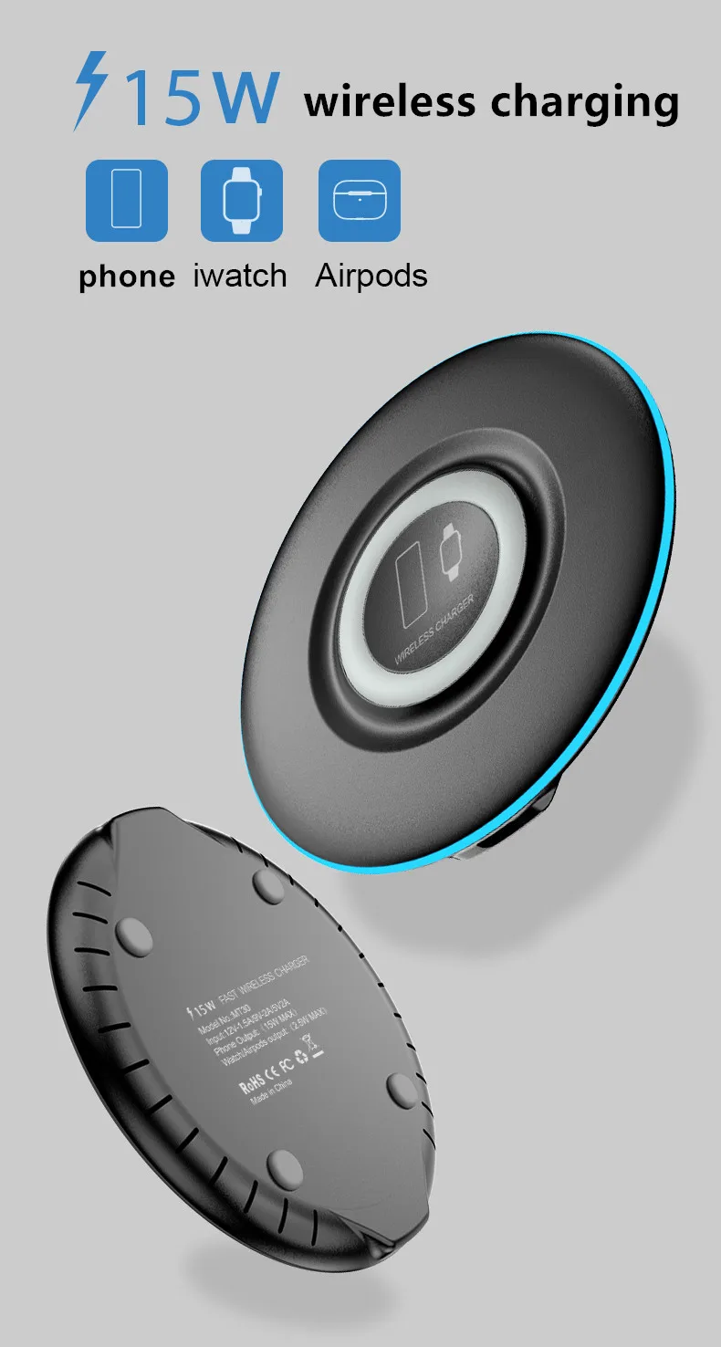 Free Sample With Ce Rohs Fast Charger Wireless Charger 3 In 1 Qi 15w ...