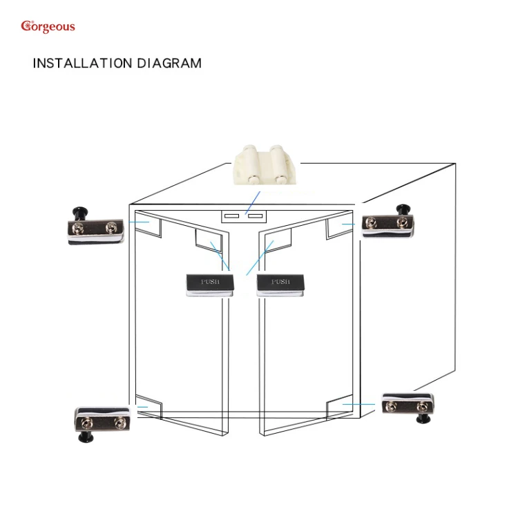 Double Magnetic Hinge Cabinet Glass Door Hinges Touch Push To Open ...