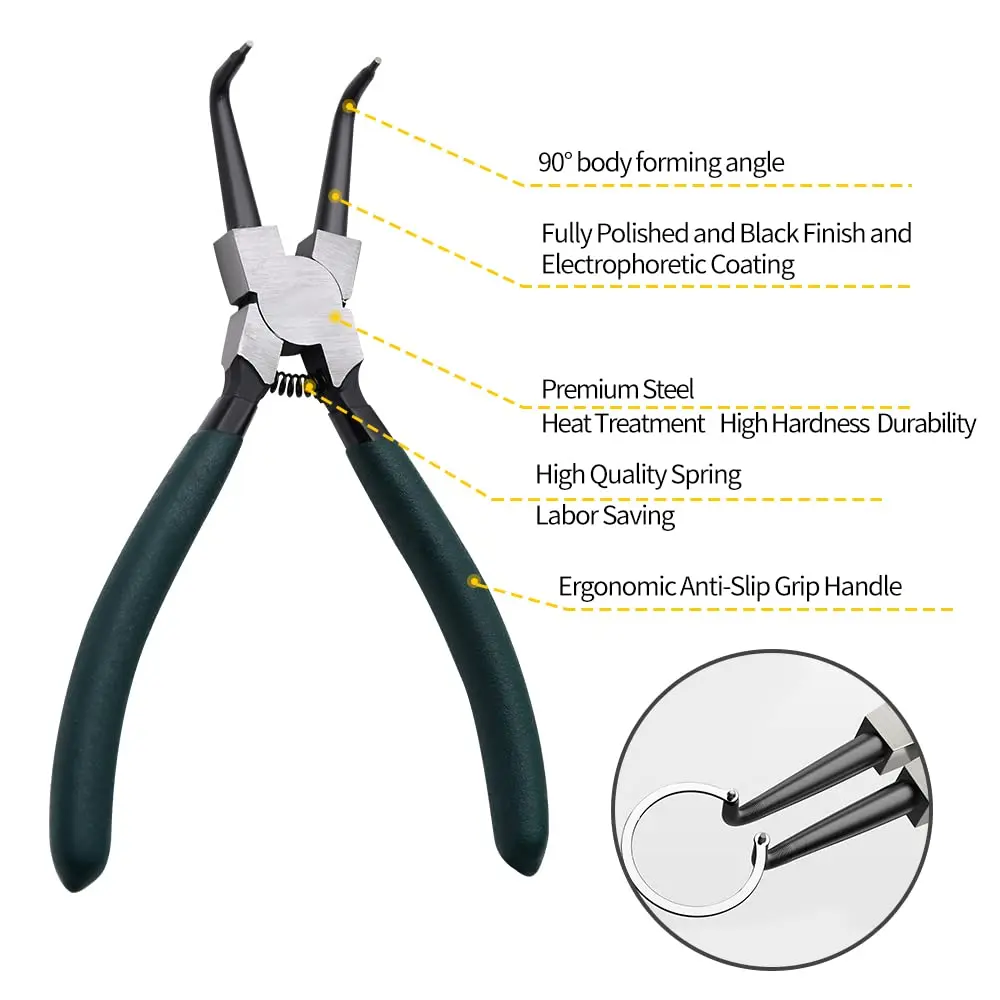 4pcs 7" Internal/external Circlip Pliers Kit For Ring Remover Retaining ...