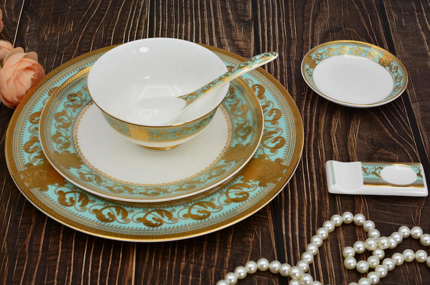 Luxury Embossed Gold Bone China Dinnerware Set For Homes & Restaurants ...