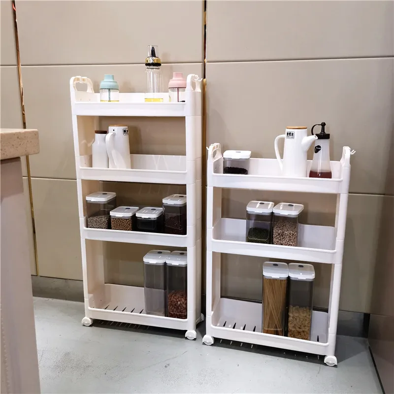 GOURMAID Slide Out Kitchen Kitchen Trolley Plastic Storage Trolley Rack ...