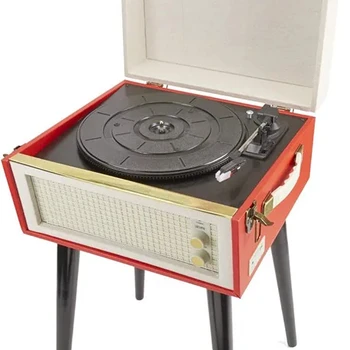 Classic Bluetooth Turntable Player Usb With Removable Legs (red Cream ...