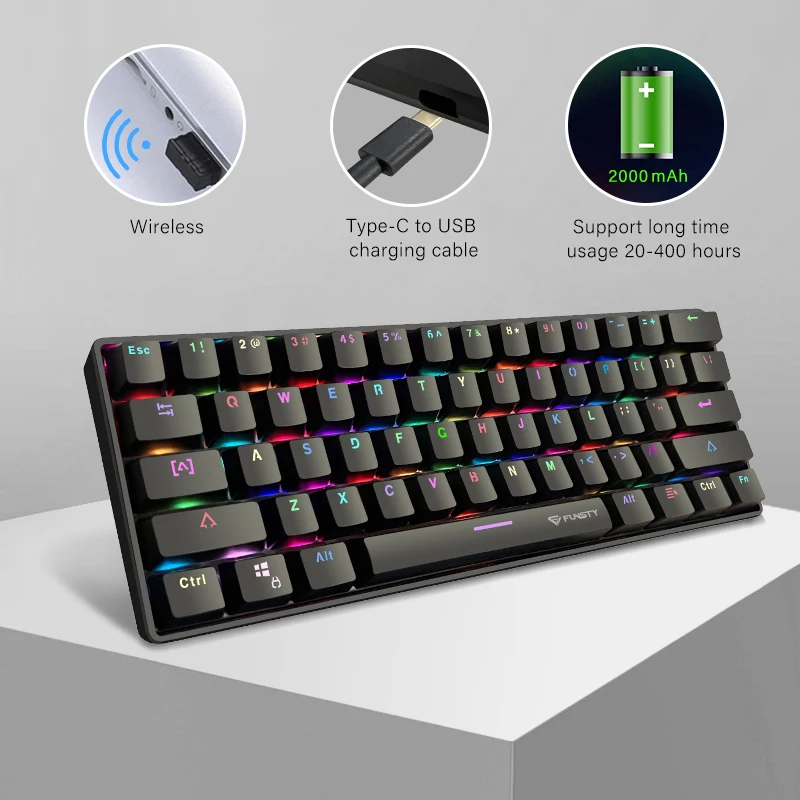 Usb Wired Gaming Glow Keyboard 61 Keys Mechanical Suspended Led Backlit ...