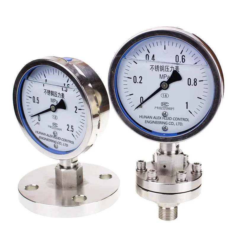 Diaphragm Seal Pressure Gauge Sanitary Diaphragm Pressure Gauge Stainless Steel Flange Fuel ...