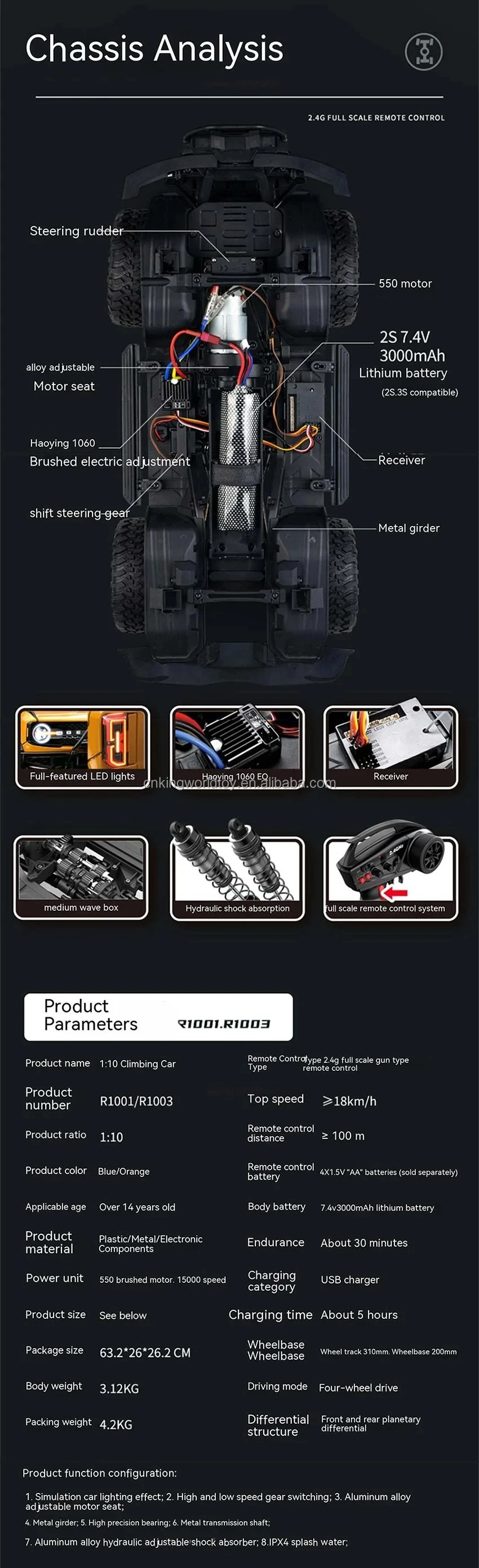 Rc 4x4 1:10 Bronco R1001 Full Scale Radio-controlled Model Car ...