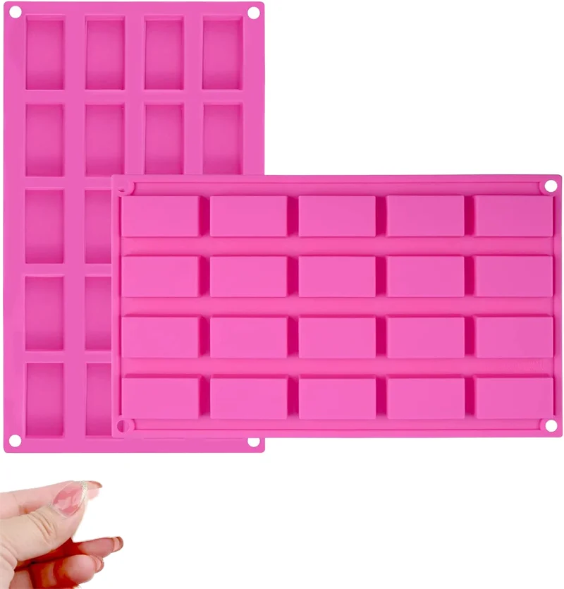 20 Cavity Rectangular Soap Mold Trays Silicone Soap Mold Cake Mold for ...