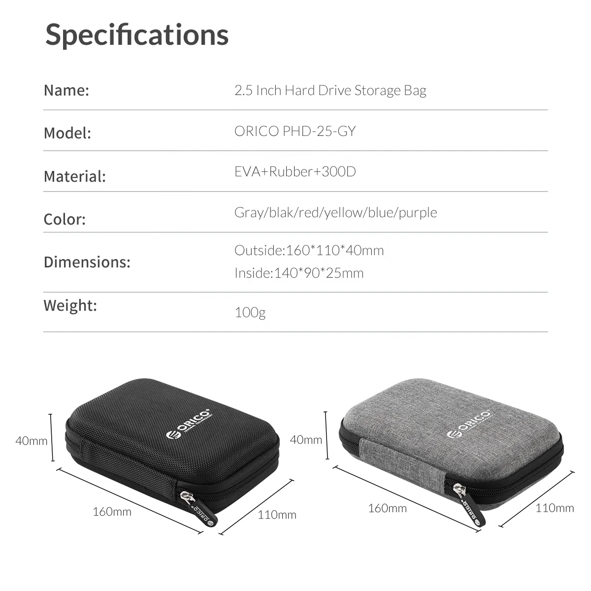 Orico Eva Rubber Portable Carrying External 2.5 Inch Hdd Hard Disk ...