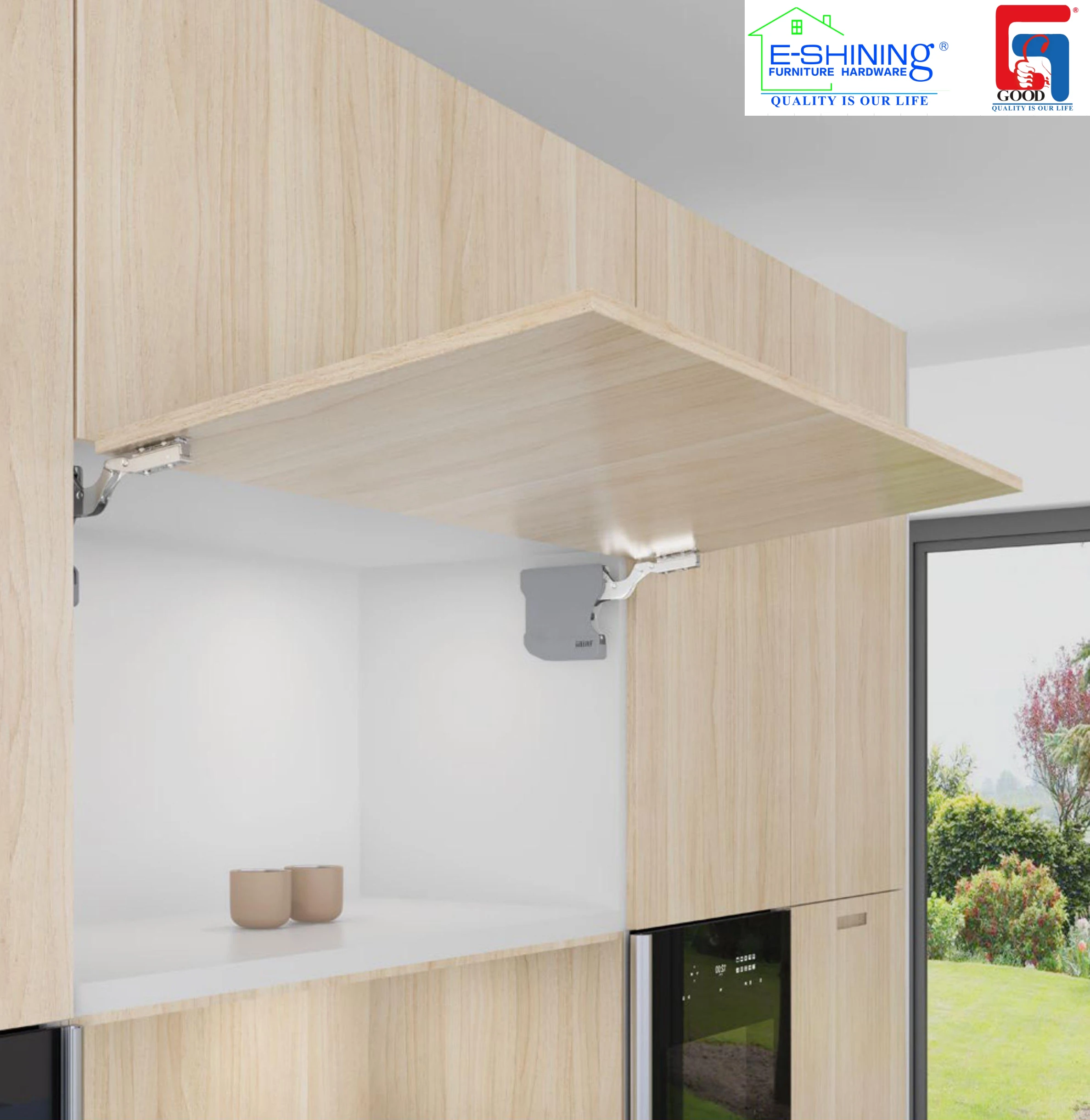 E-shining Folding Door Fitting System Kitchen Cabinet Double Door ...