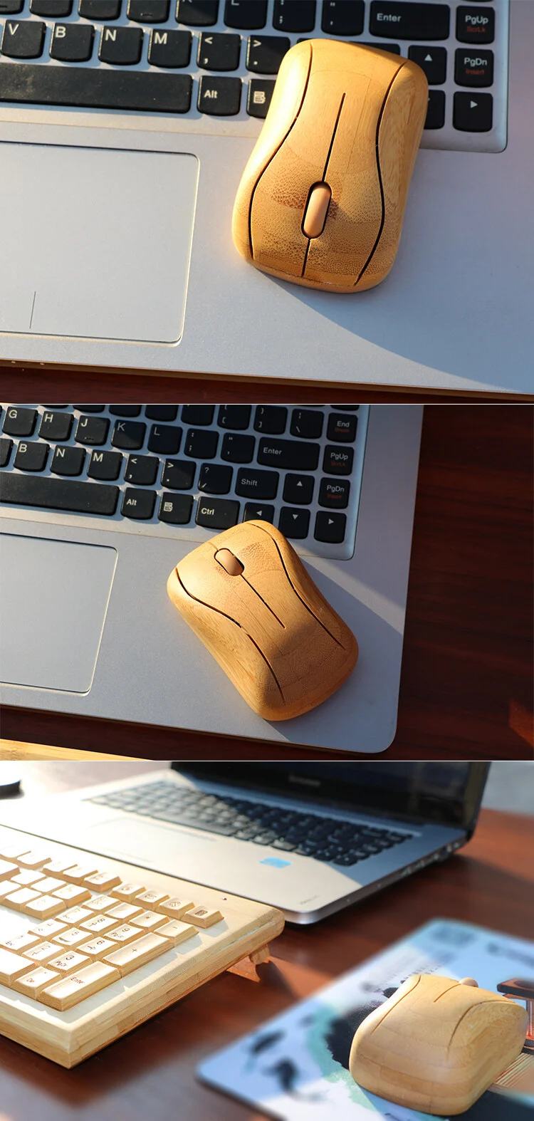 Customized Logo Eco-friendly Bamboo Wireless Mouse Promotional Gift ...