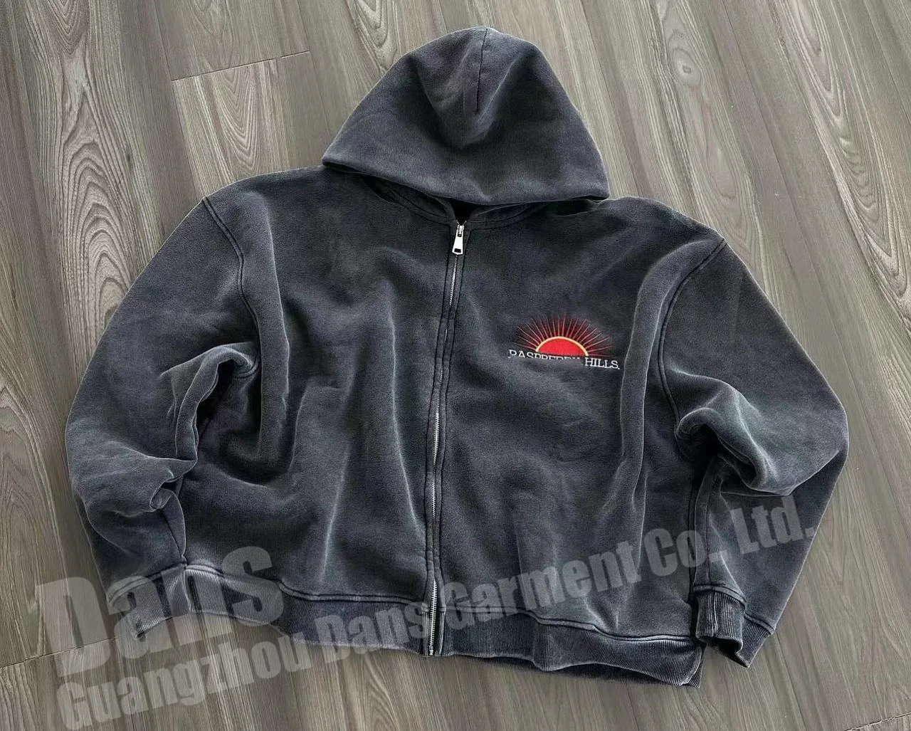 Custom Unisex Heavyweight Hoodies Cotton Stringless Acid Wash Zip Up ...