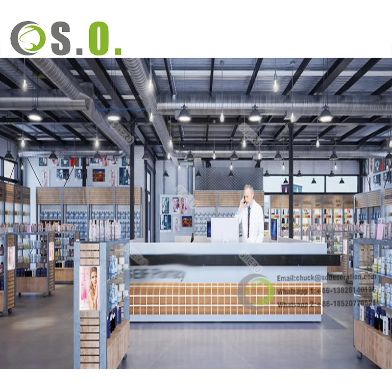 Custom Pharmacy Display Rack Furniture Counter Showcase Cabinet ...