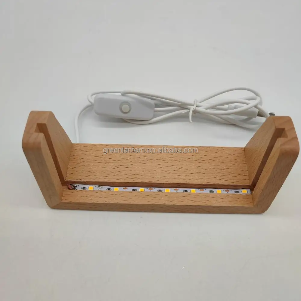 Led Wooden Base Display Stand U-shaped Photo Frame Acrylic Art Light ...