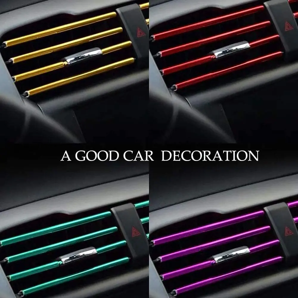 10 Pcs 20cm Car Air Conditioner Vent Outlet Trim Strip U Shape Chrome ...