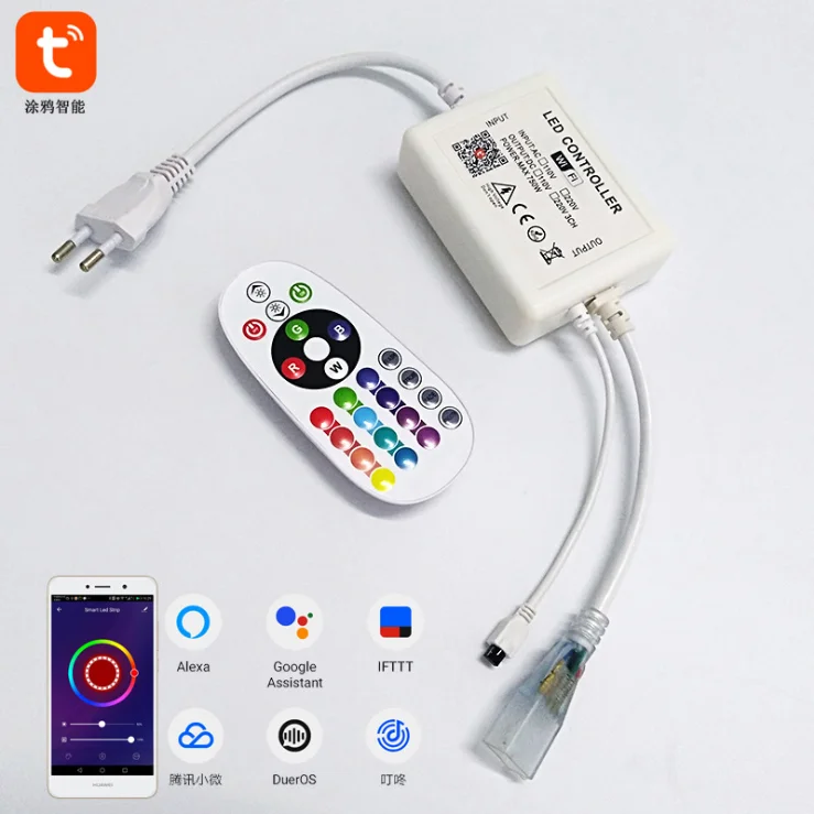 图雅应用智能无线rgb控制器红外/射频遥控器，适用于110v 220v Rgb发光二极管条形灯家居装饰调光控制器 - Buy Wifi Rgb ...