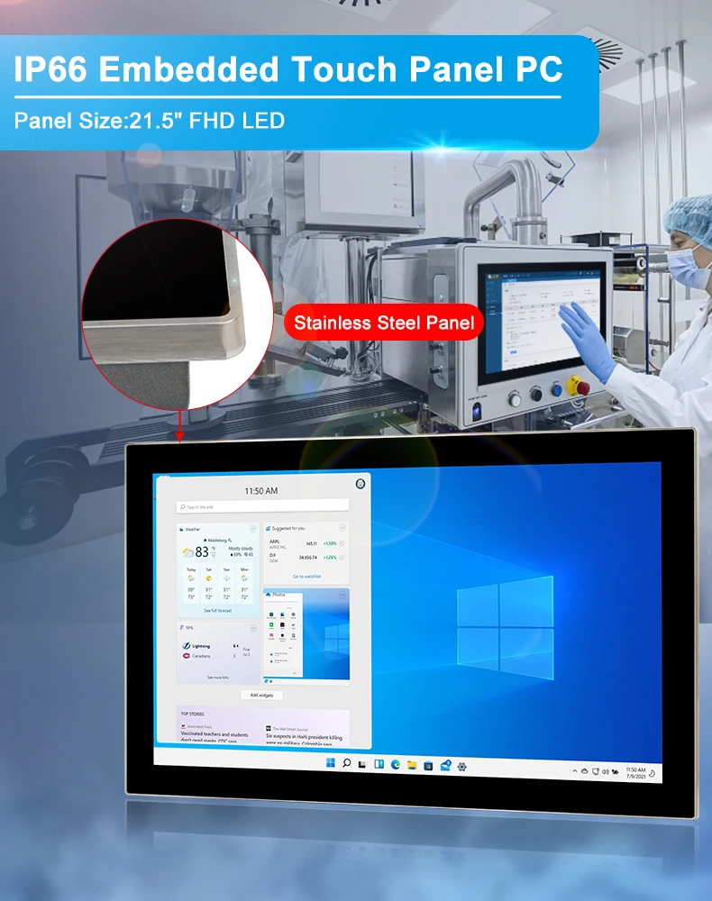 Wall Mount Computer Full Hd 21.5 Inch Capacitive Touch All In One ...