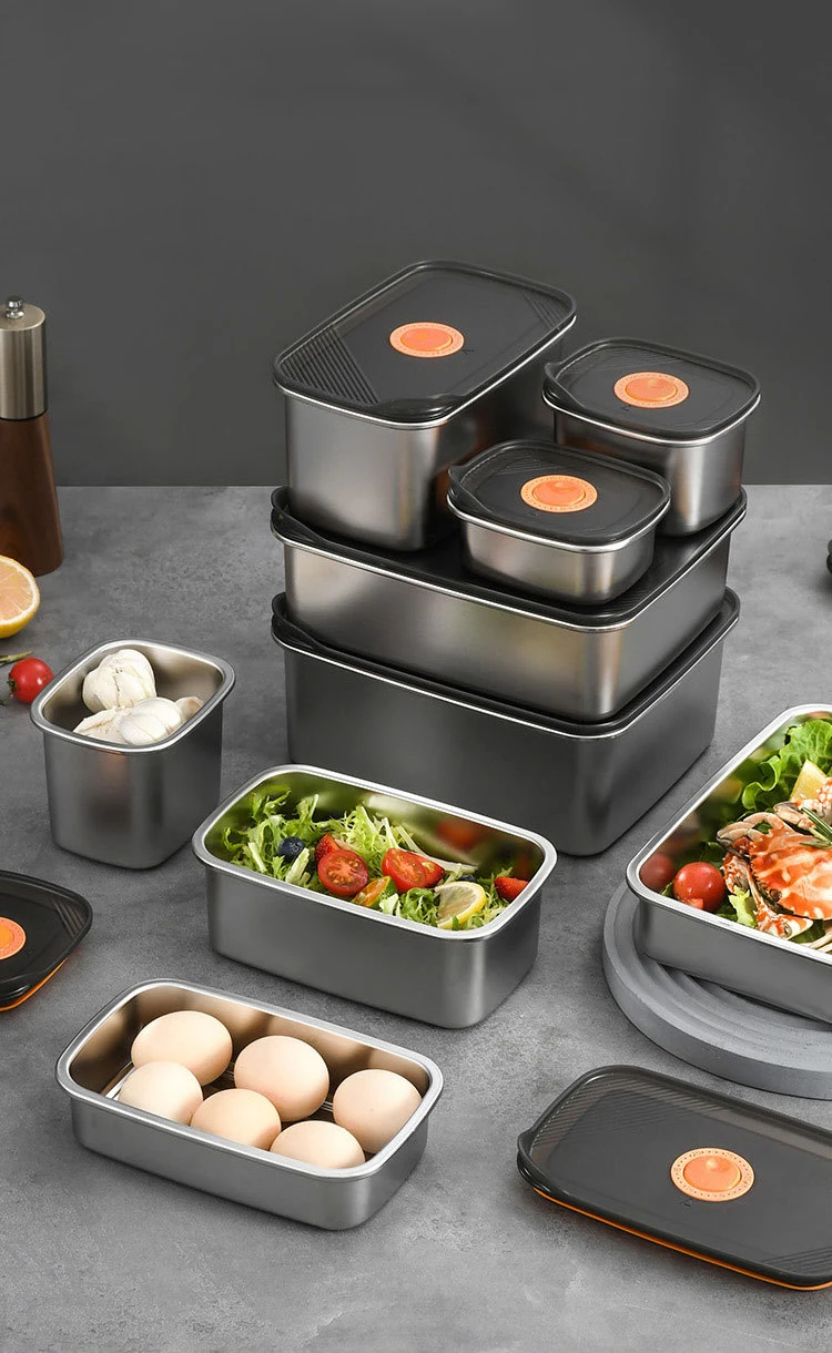 Stainless Steel Big Food Storage Containers With Translucent Lid Lunch ...