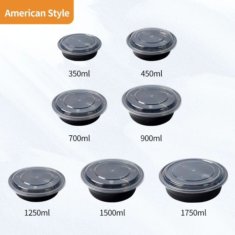 American Style Round Disposable Food Storage Container with Black ...