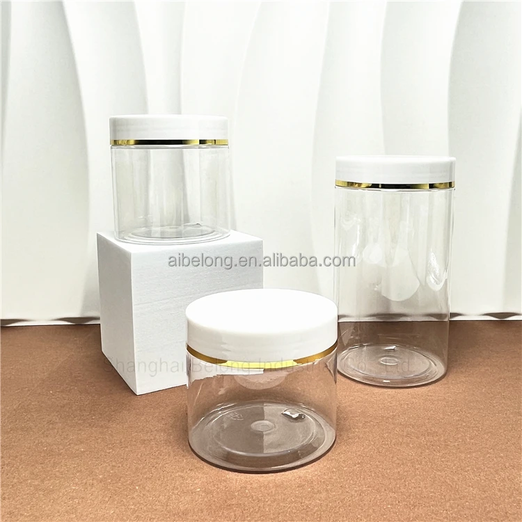 Empty Clear PET Plastic Jars for Food and Cosmetic Packaging