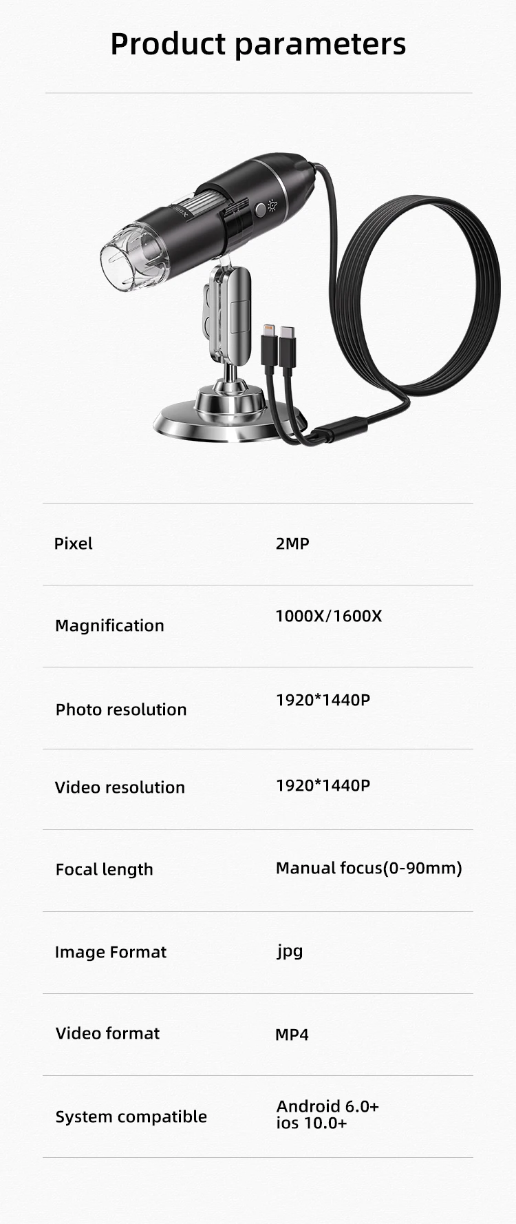 1600X Type C Electron Microscope Pen Camera for Android Ios