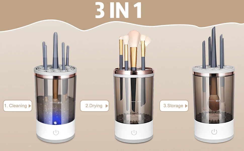 Makeup Brush Cleaner Machine - Portable & Automatic Spinner
