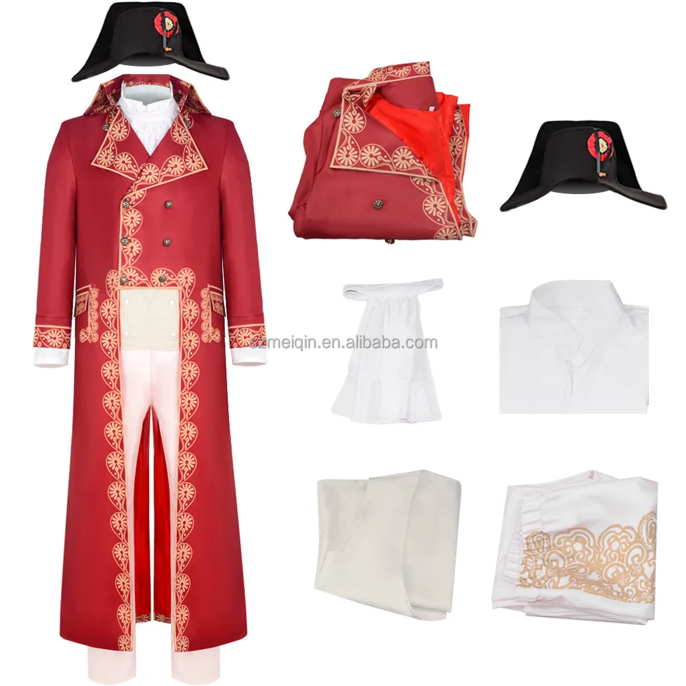 Red Napoleon Uniform Costumes Civilian Captain Long Jacket California ...