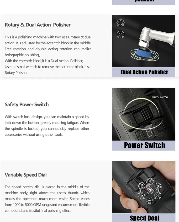 12v Micro Cordless Swirl Killer Mini Dual Action Car Polisher Ro/da For ...