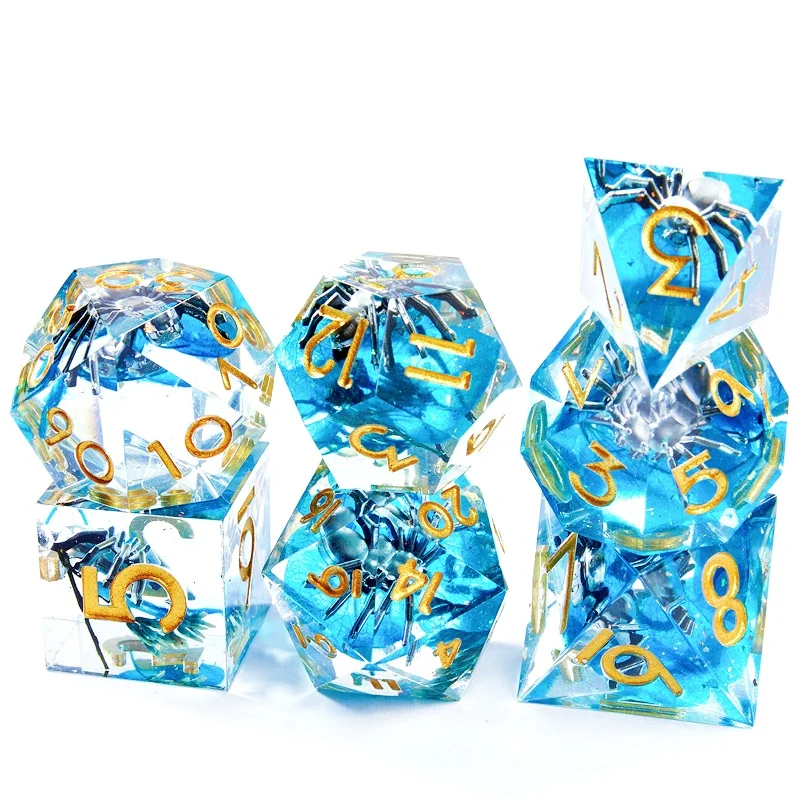 Customized 7-piece Sharp Edged Resin Polyhedral Dice For Dnd Role ...