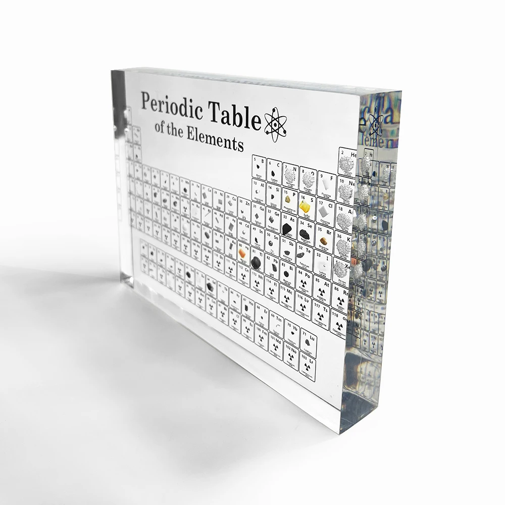 Transparent Acrylic Periodic Table Display With Real Elements Teaching ...