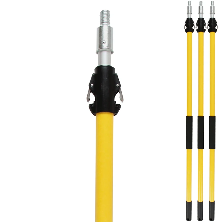 Strong fiberglass telescopic Handle with aluminum rod button lock ...