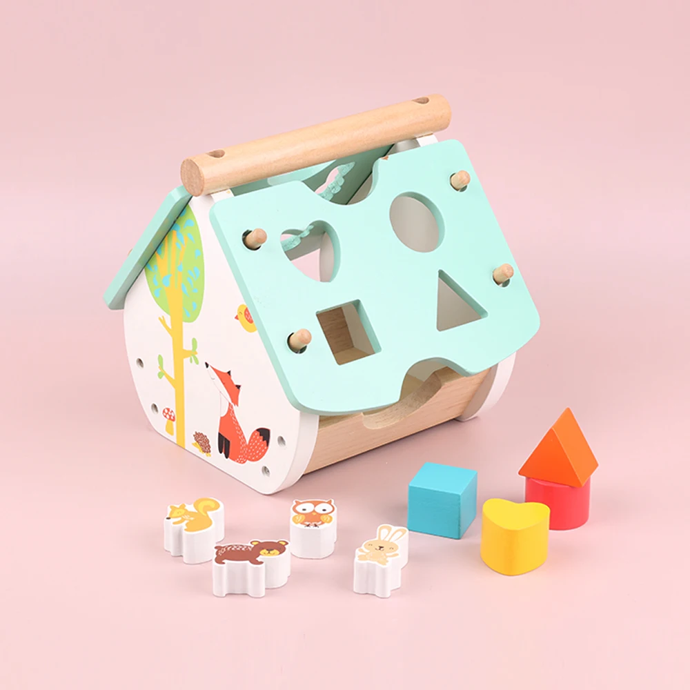 Toddler Montessori Wooden Toys Farm Shape Sorter Kids Shape Sorting ...