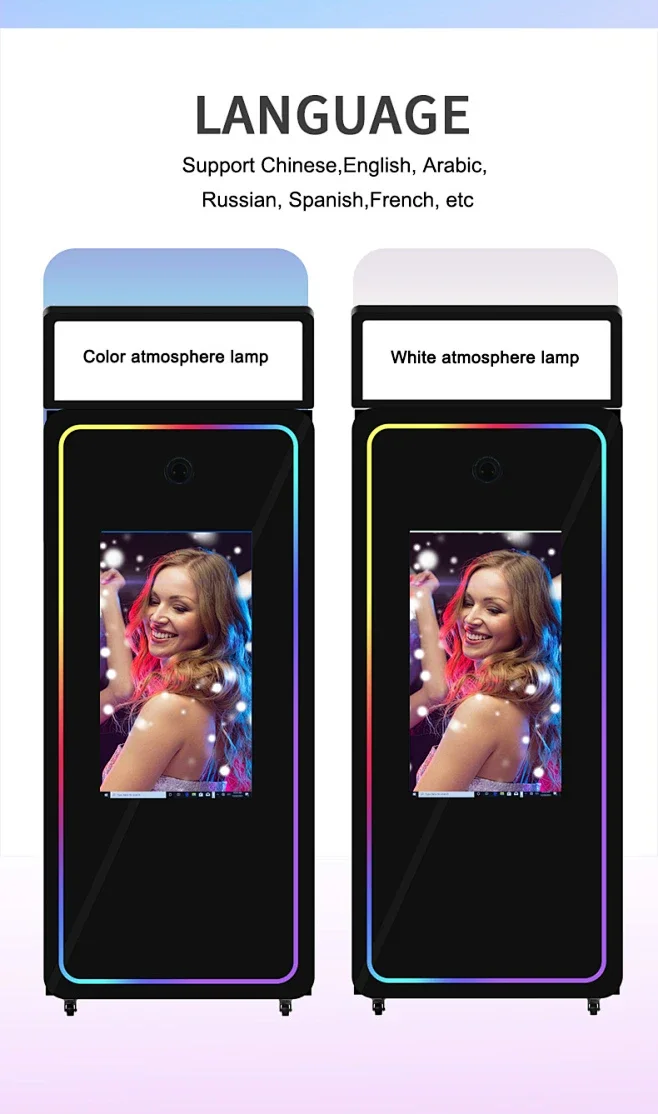 Portable Selfie Stand Heart-shaped Mirror Photo Booth with Led Fill ...
